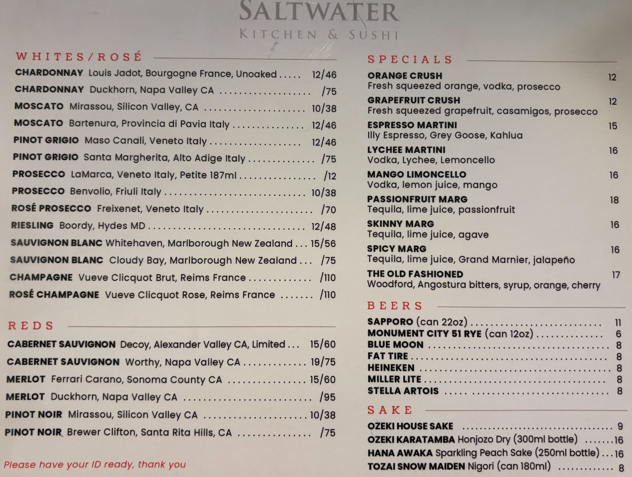 Menu – Saltwater Kitchen & Sushi