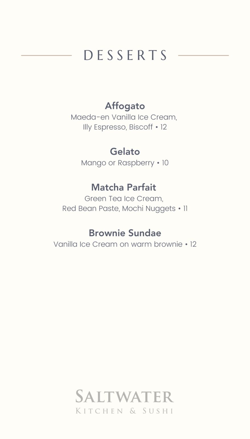 Menu – Saltwater Kitchen & Sushi